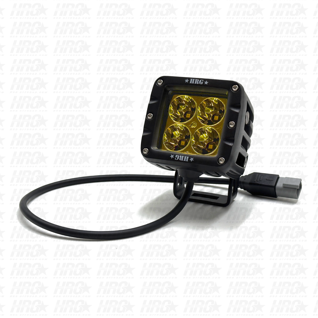 3 INCH SQUARE YELLOW POD LIGHTS (PAIR) - HRG Offroad